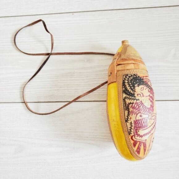 Vintage | Accents | Vintage African Handmade Tribal Carved Gourd Wood ...